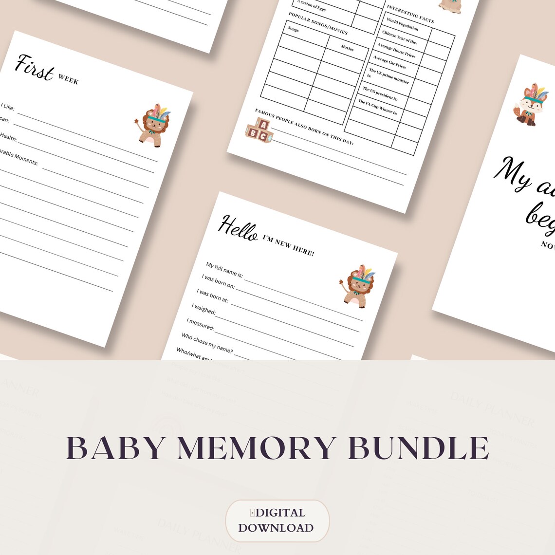Baby Book Printable Baby Book Pages Baby Memory Book Baby - Etsy