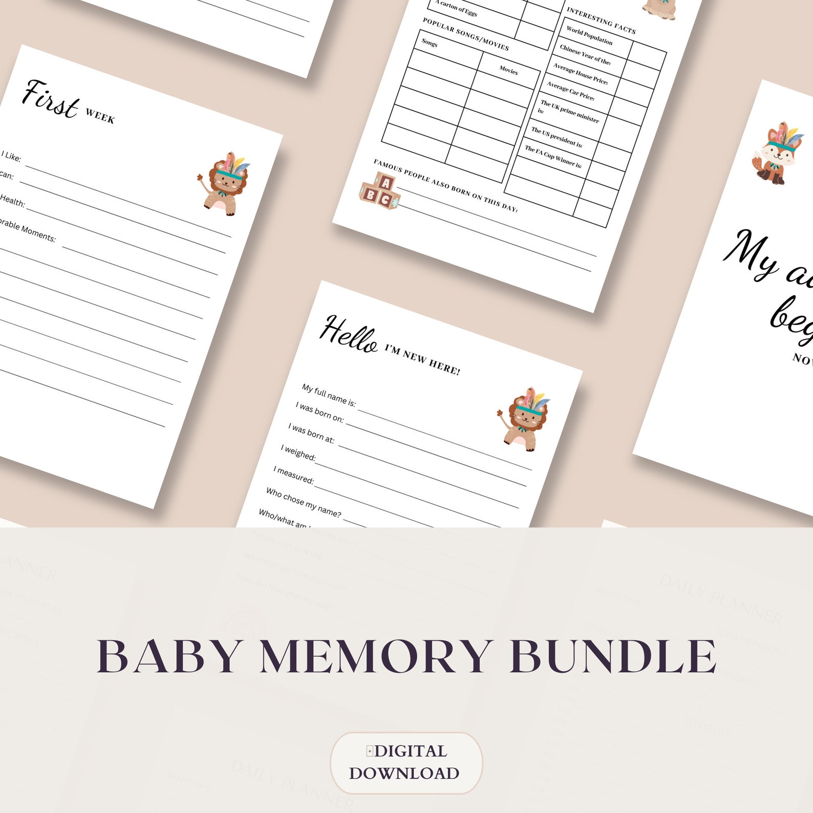 Baby Book Printable Baby Book Pages Baby Memory Book Baby - Etsy