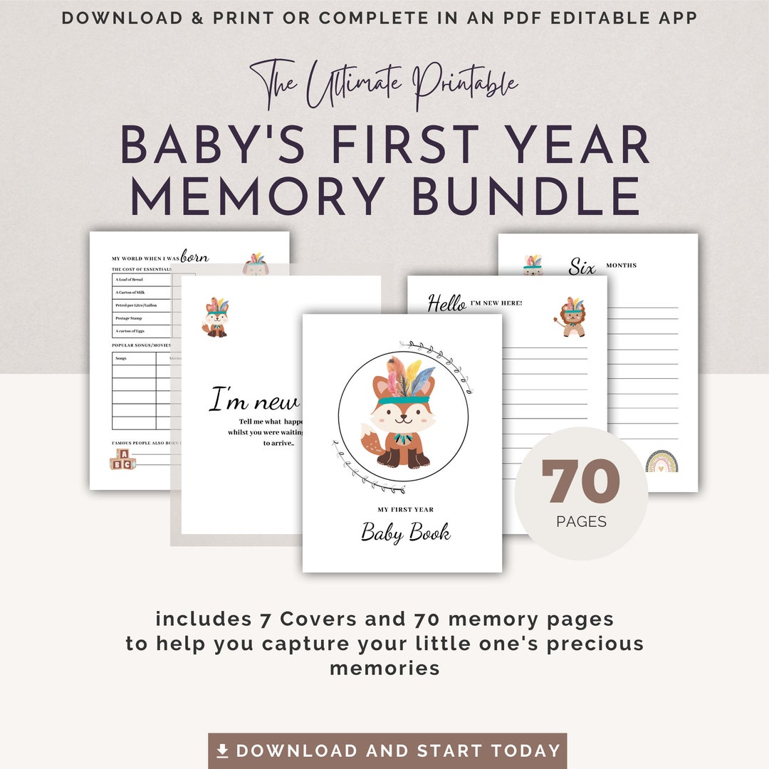 Baby Book, Printable Baby Book Pages, Baby Memory Book, Baby Book First ...