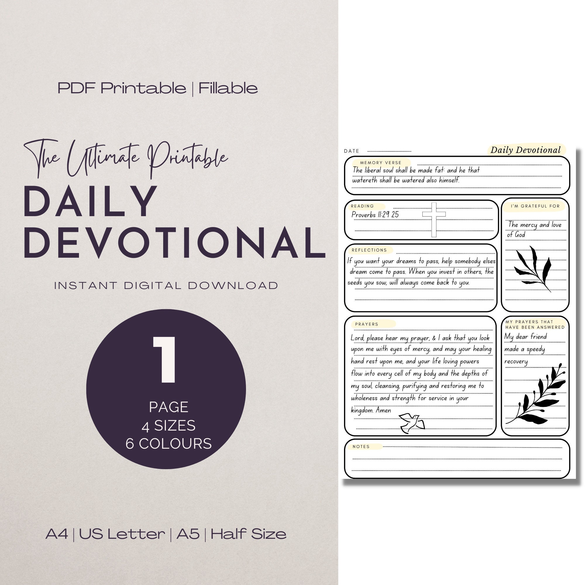 Printable Daily Devotional Planner, Instant Download, Digital Bible ...
