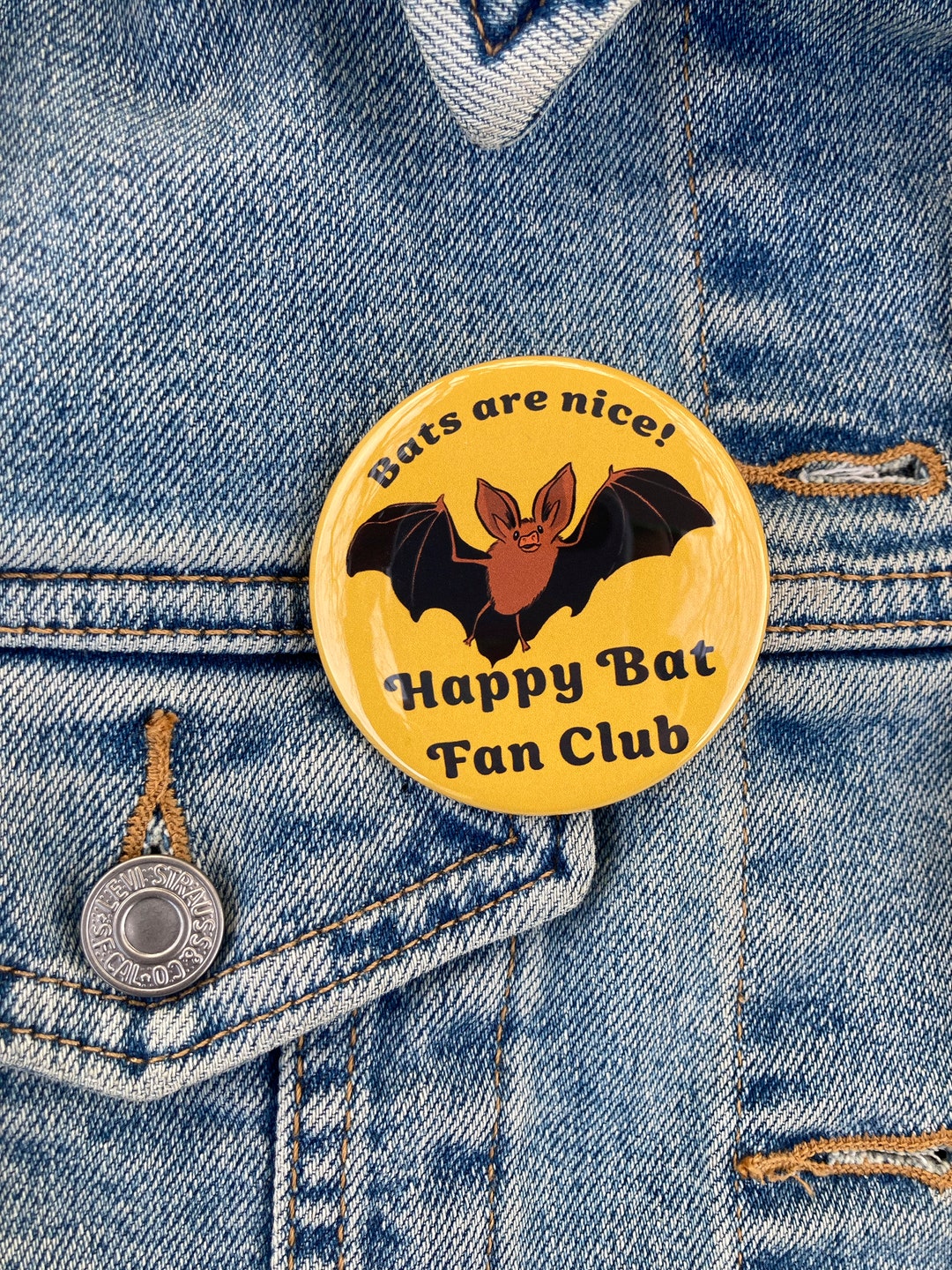 Happy Bat Fan Club Pin | Bat Pinback Button| Cute Bat Button - Etsy