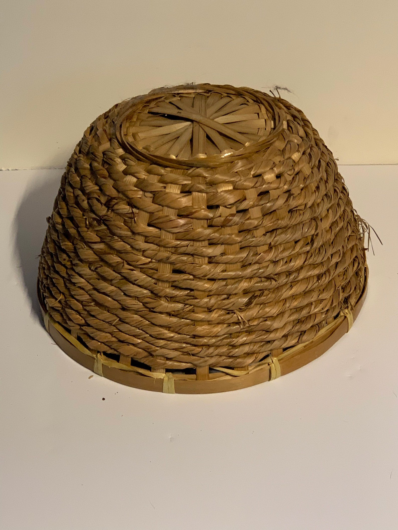 Basket, Vintage Hand Woven Reed With Wood 12x8 Inch - Etsy