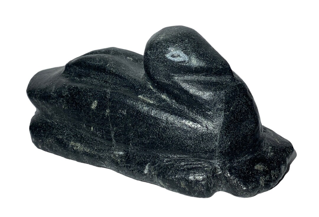 Inuit Eskimo Art Carving Stone, Duck, 6x4x3, Silasie, Old Igloo Sticker ...