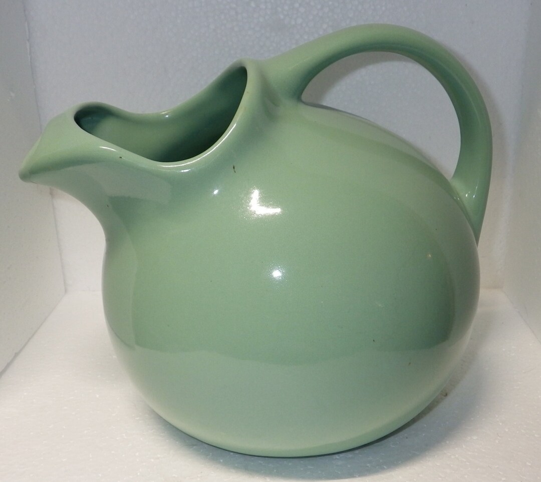 Vintage Pitcher, Lime Green Ceramic, Round, 12 Circumference, Large ...