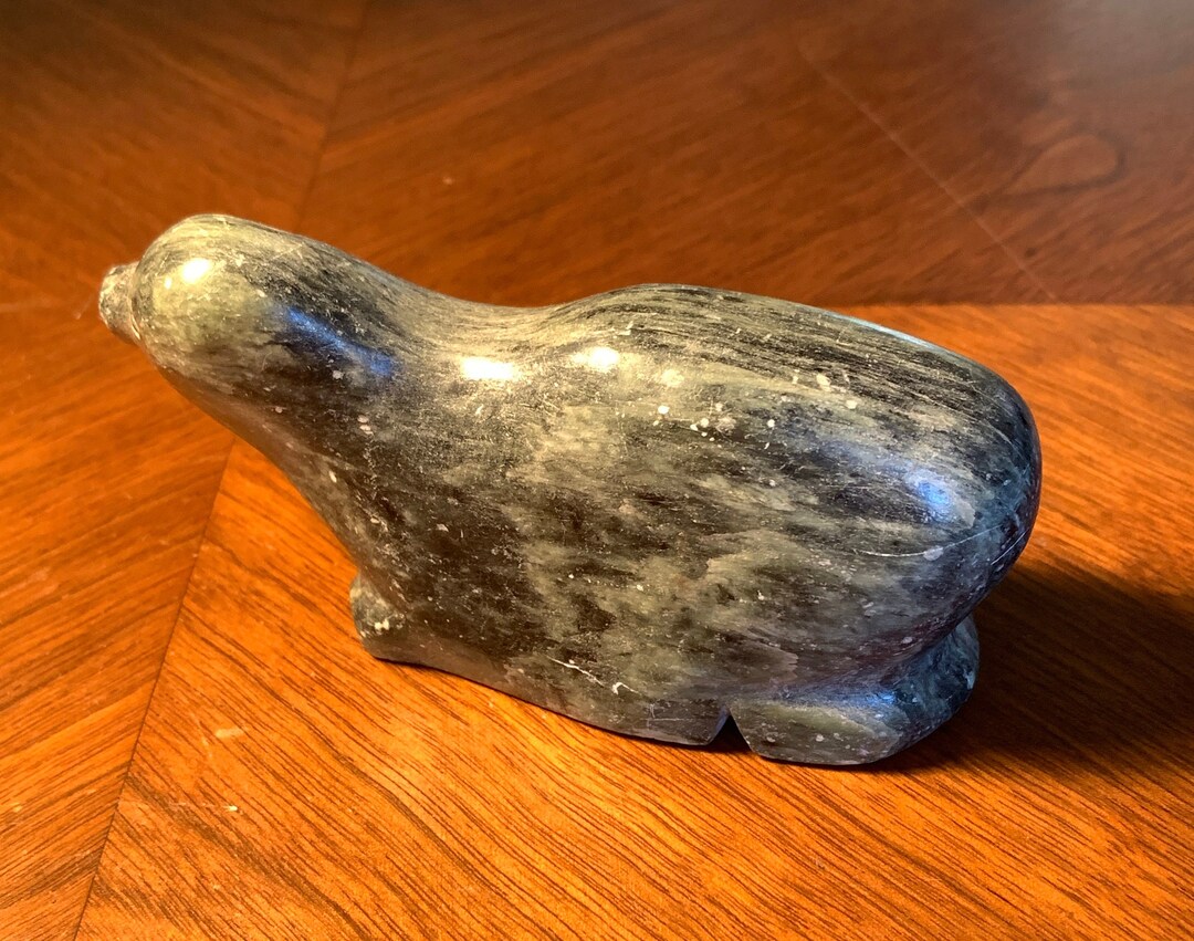 Inuit Serpentine SEAL Carving, Elijah Tigullaraq, E5-1729, 5x2x2 ...