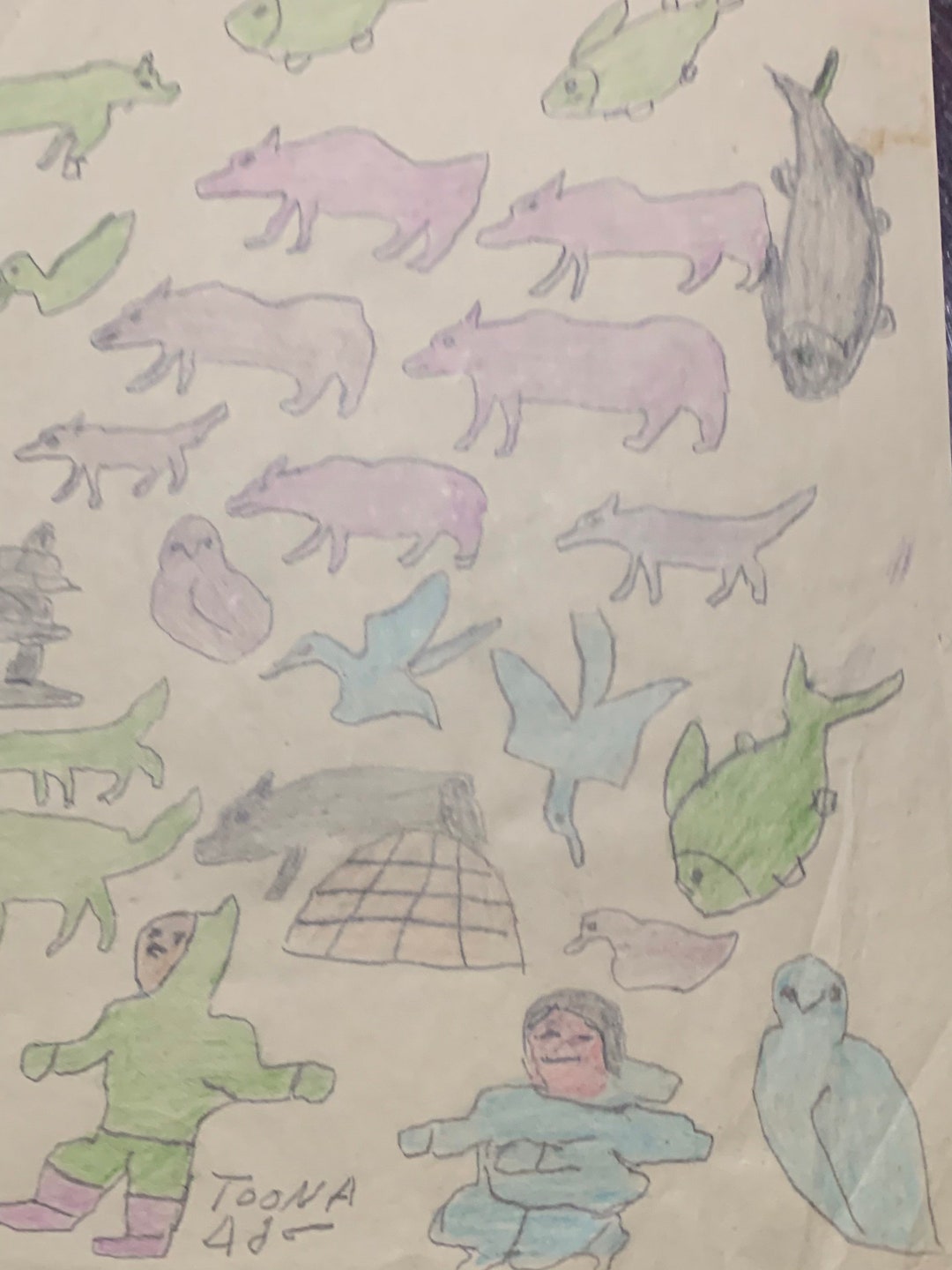 Inuit Eskimo Pencil Drawing by TUNA IQULIK, 8.5x11 Foolscap Paper ...