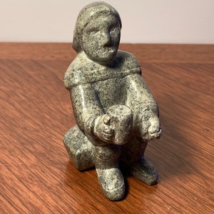Inuit Art Soapstone Sculpture Carving, Inuk With Cup, 4"x3"x2" - Etsy ...