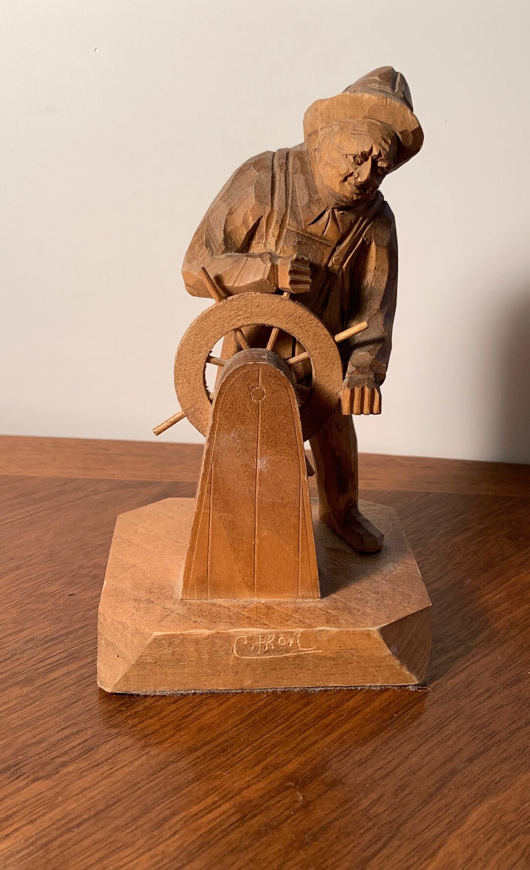 Vintage P.E. Caron Wood Carving: Quebec Folk Art, Signed - Etsy