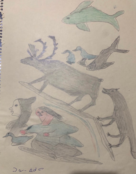 Inuit Coloured Pencil Drawing Tuna Iquliq Arviat Nunavut - Etsy