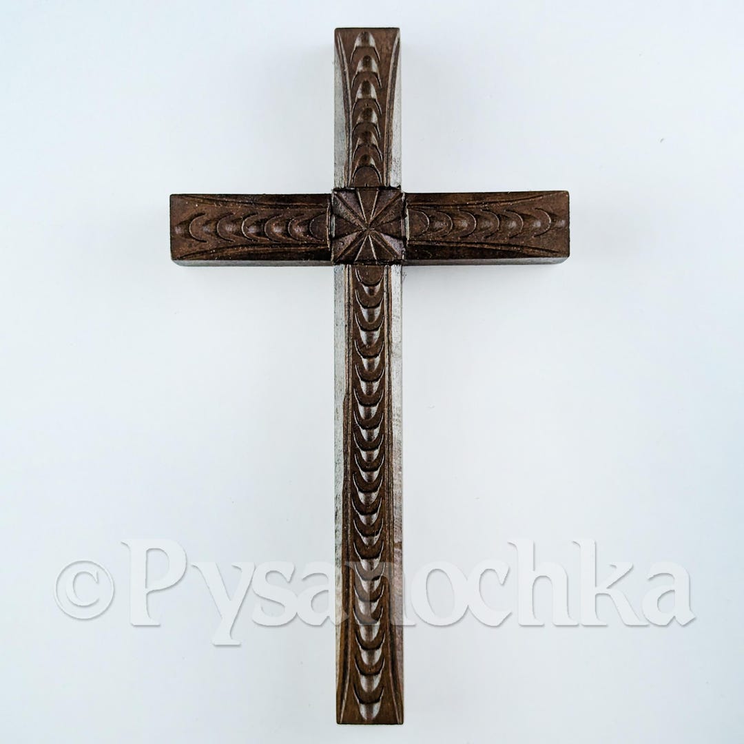 Decorative Wall Cross Ukrainian Hutsul Wooden Carving Cross Gift for a ...