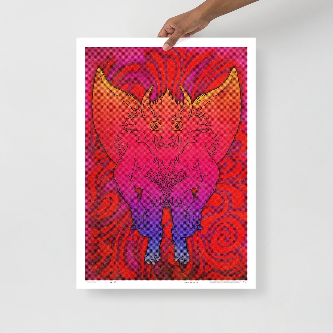 Winged Beast 70's Style Poster Art by Mr Pilgrim - Etsy