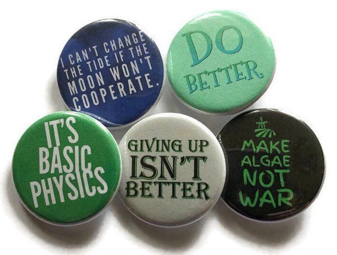 Monty Green 'the 100' Pins: Basic Physics, Algae, Tide - Set of 5 - Etsy
