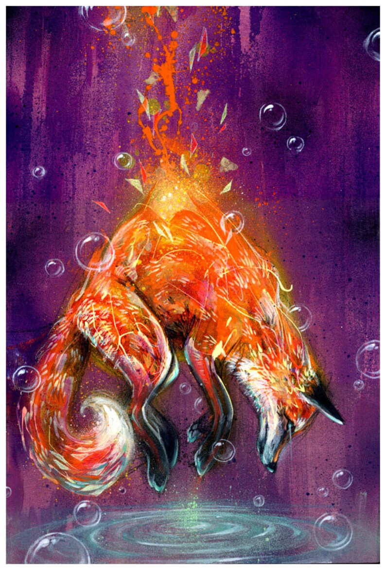 Suspension Fox Art Print Fox Wall Art Foxes Surreal Art - Etsy
