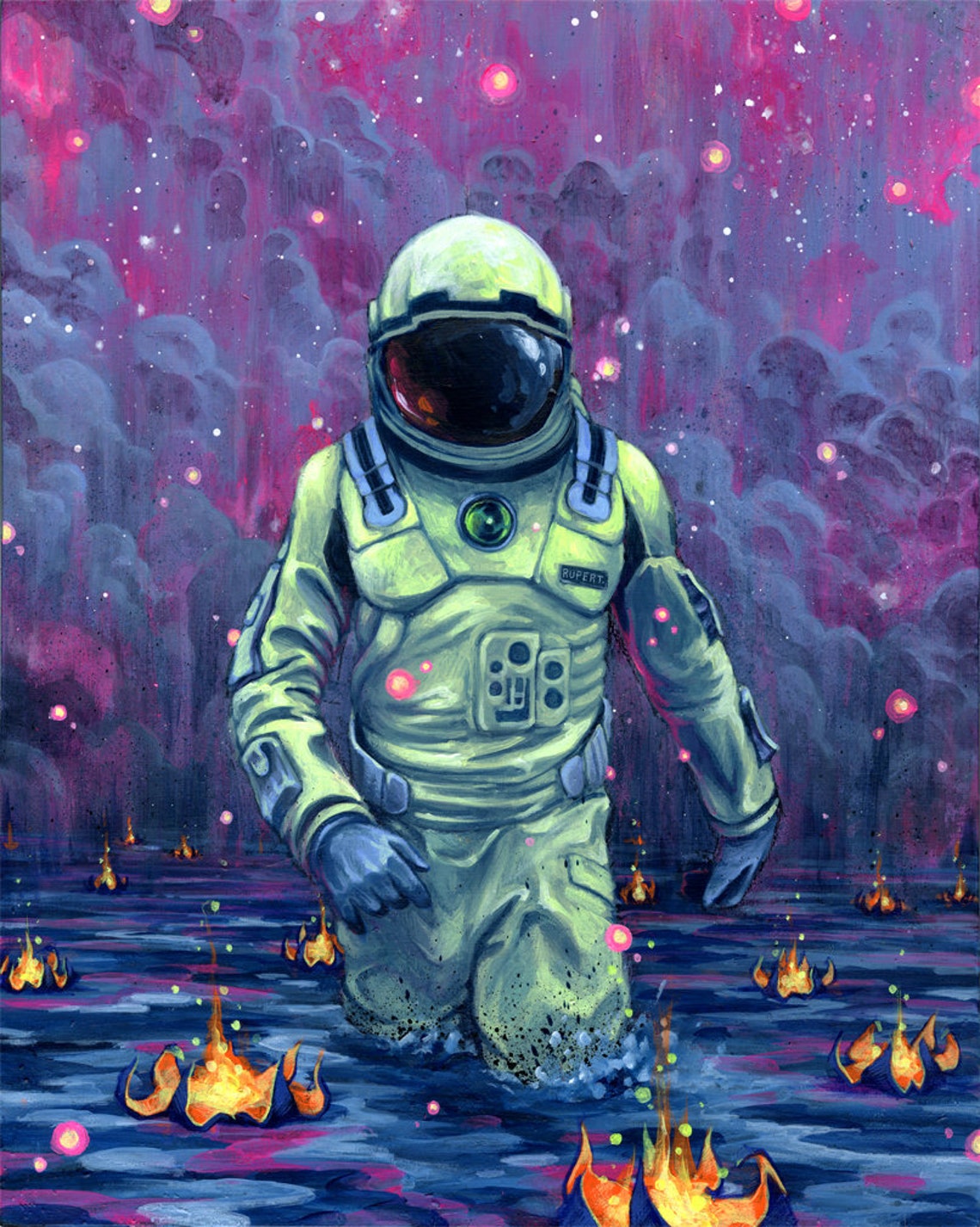Interstellar Spaceman Art Giclee Canvas Reproduction Canvas | Etsy