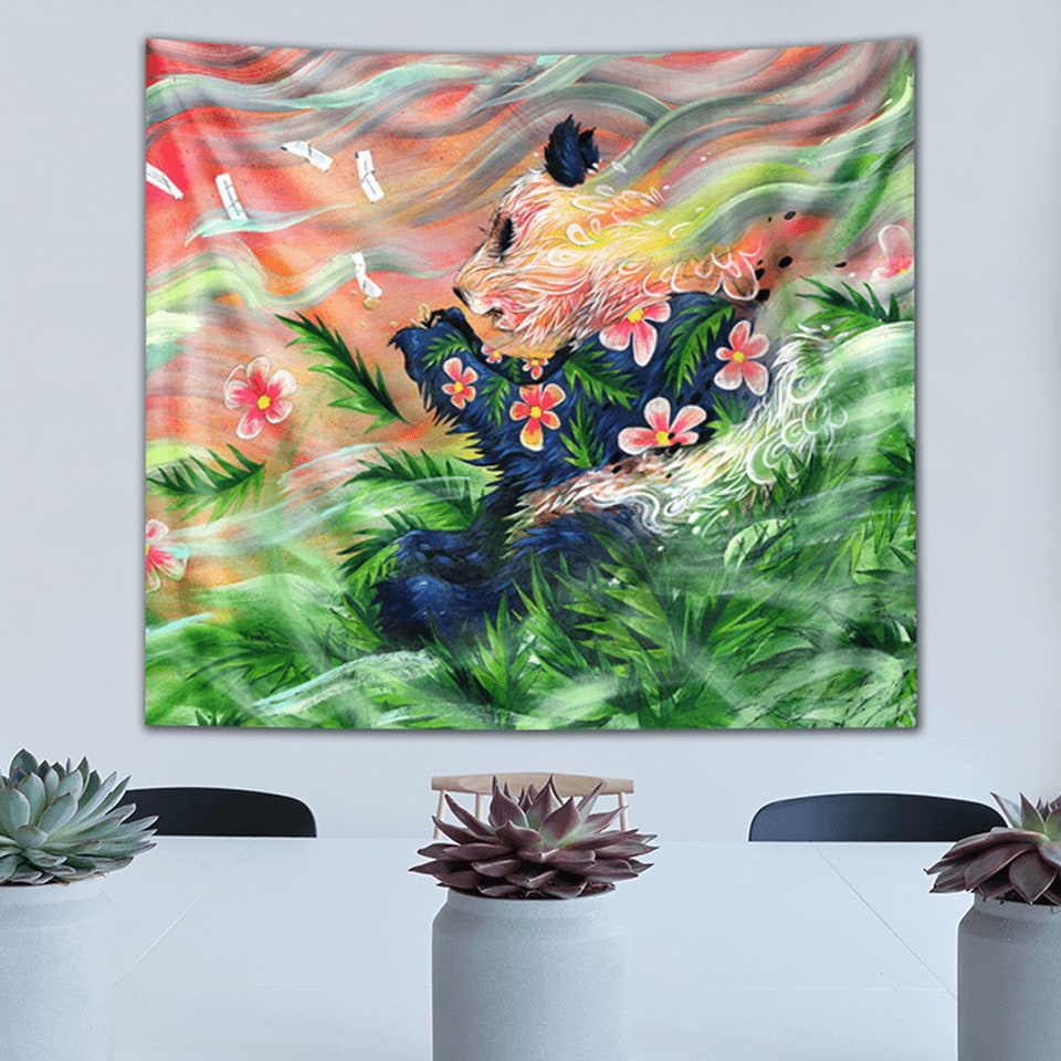 Panda Art Tapestry - Large Format Art Tapestry - "Midsummer's Eve" sold ...