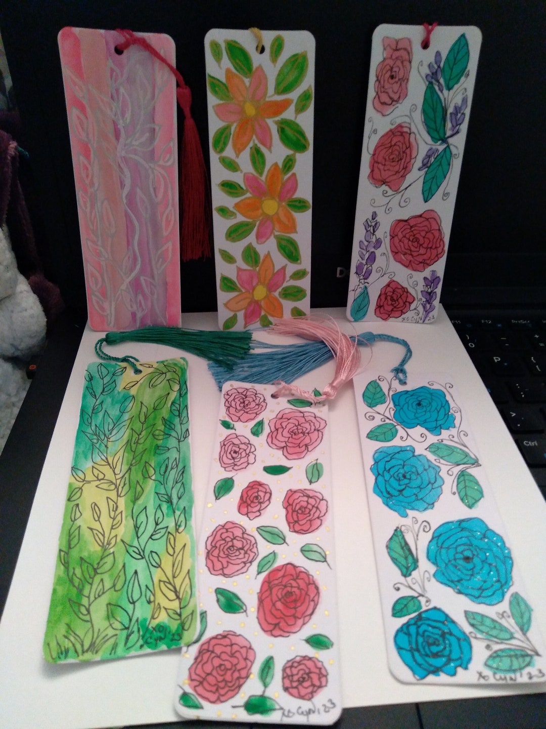 Watercolor Bookmarks. Hand Painted. With Tassel. 2" X 5". Mix and Match ...