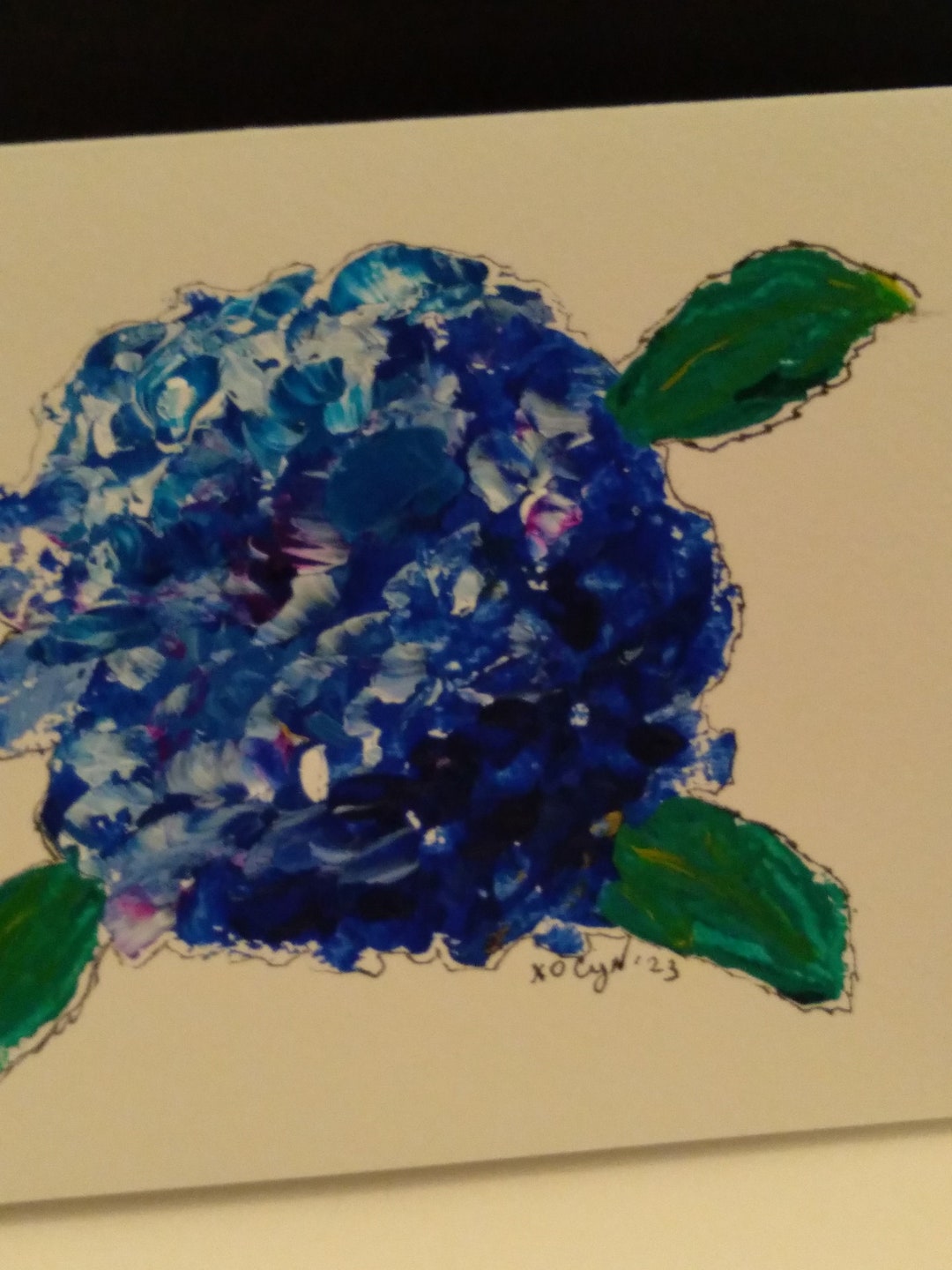 Hand Painted,palette Knife, Impasto Hydrangea Greeting Card, Blank ...