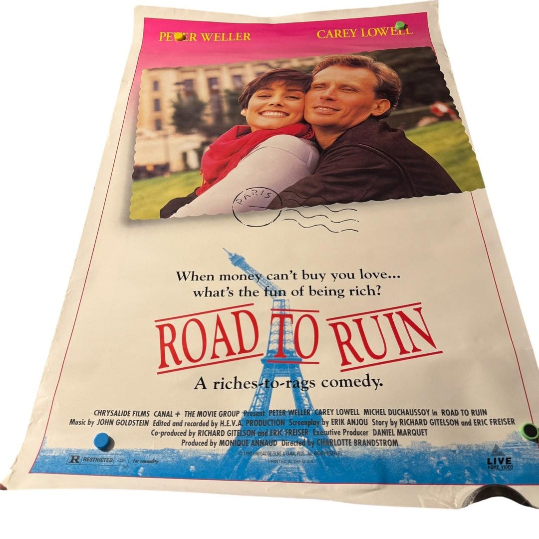 Road to Ruin 1992 One-sheet Movie Poster USA Peter Weller Carey Lowell ...