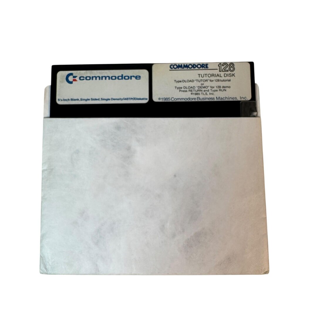 Vintage Commodore 128 Tutorial Disk 1985 5.25" Floppy Right Side Label ...