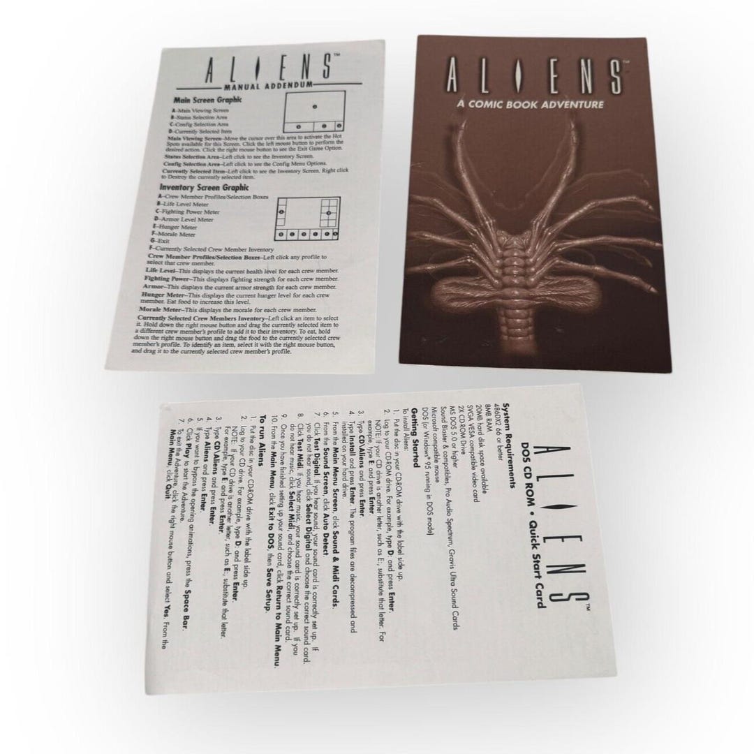 Manual & Inserts Only - Aliens: A Comic Book Adventure by Mindscape Pc ...