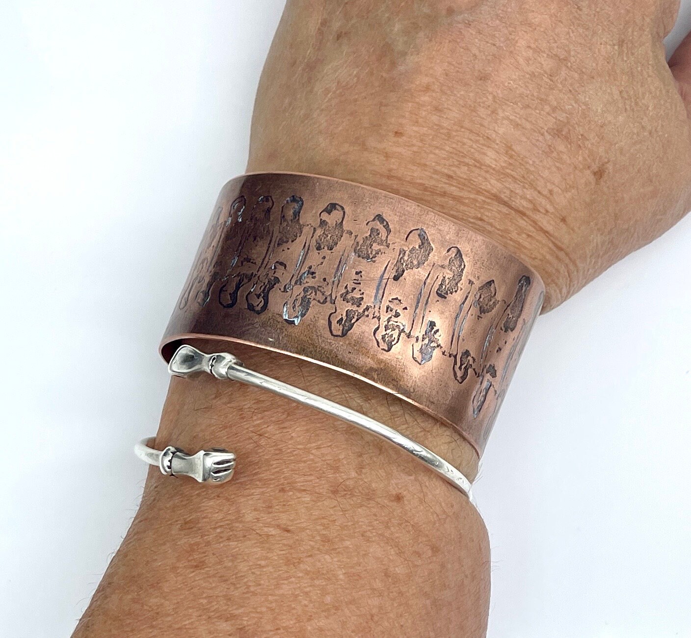 Wide, Large Size Copper Spinal Cord Cuff, Wide Hand Forged Copper Cuff ...