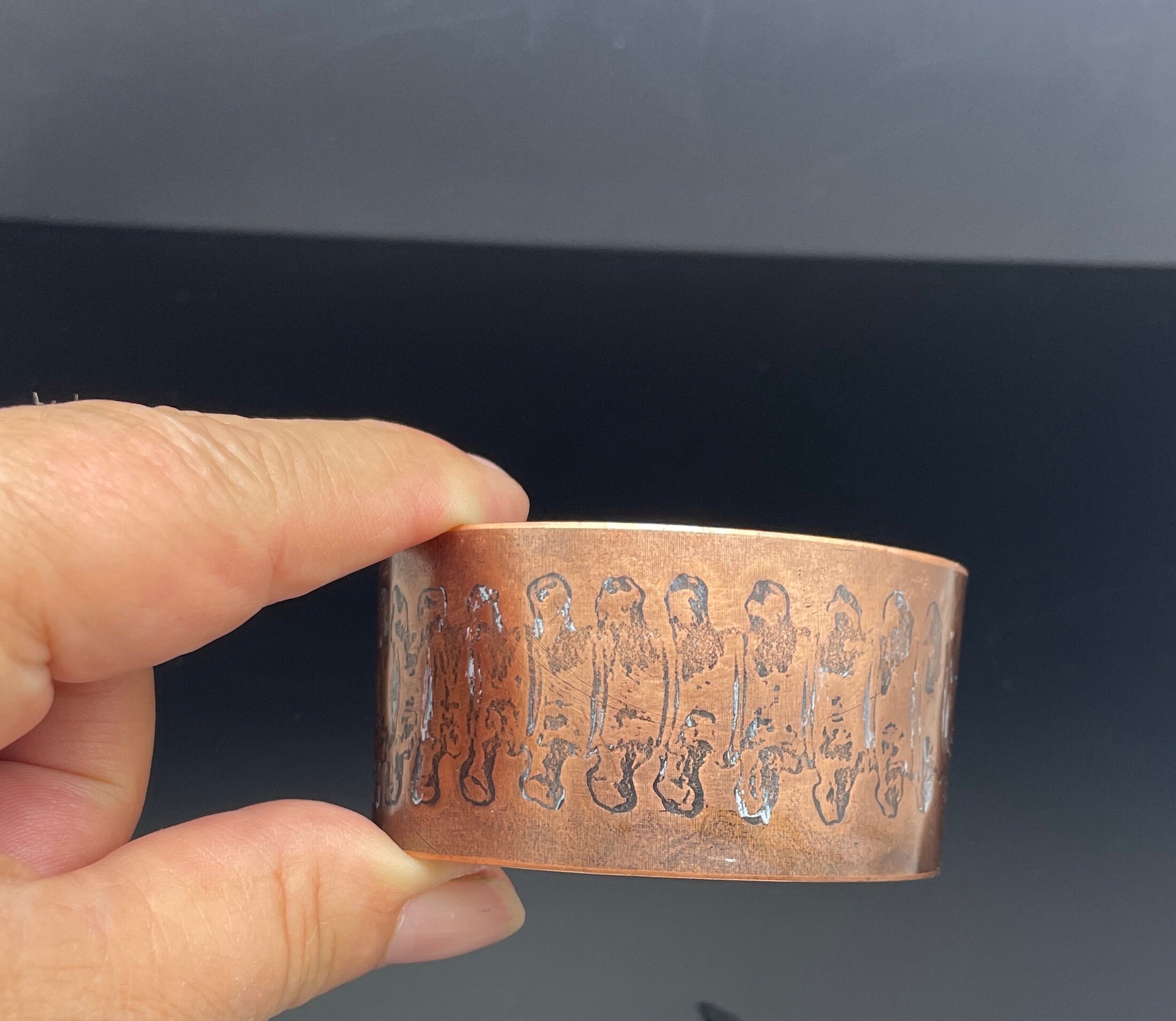 Wide, Large Size Copper Spinal Cord Cuff, Wide Hand Forged Copper Cuff ...