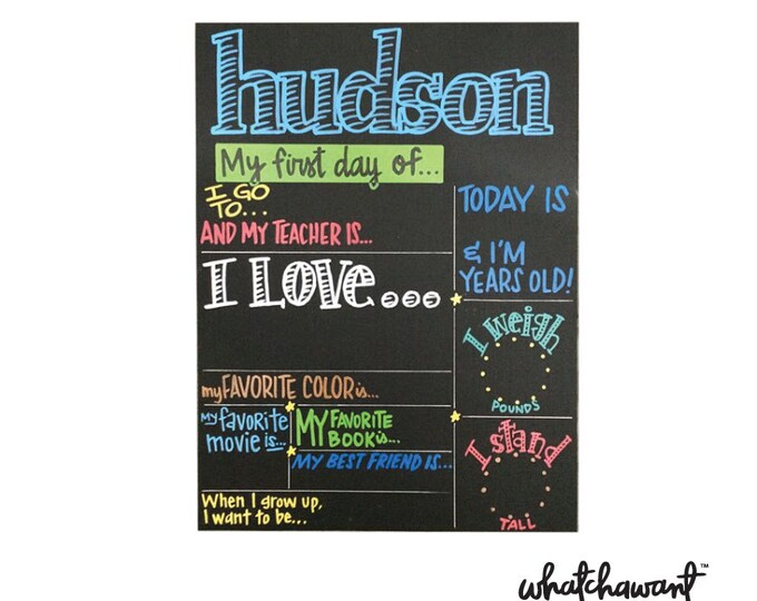 FIRST DAY of SCHOOL Chalkboard 15x20 Reusable Year After - Etsy