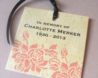 Memorial keepsake tags In memory of funeral tags plantable | Etsy