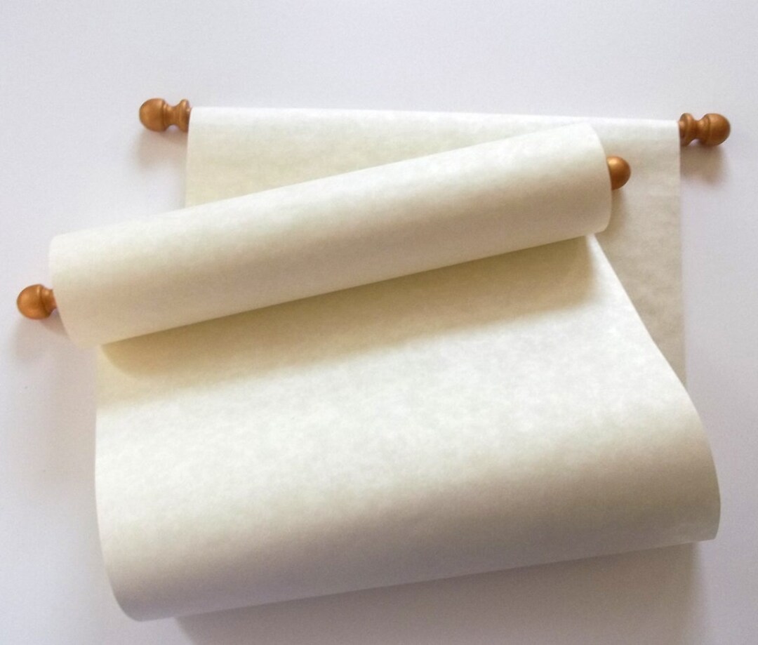 Long Parchment Scroll With Gold Finials, 11x30 Cream Paper, Blank ...
