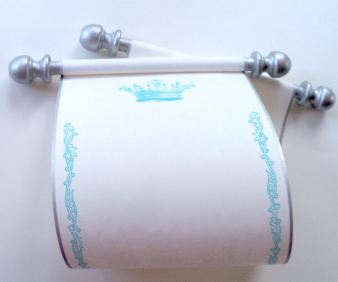 Royal Princess Scroll With Crown, Blank, White Box, 5 Wide Paper, Blue ...