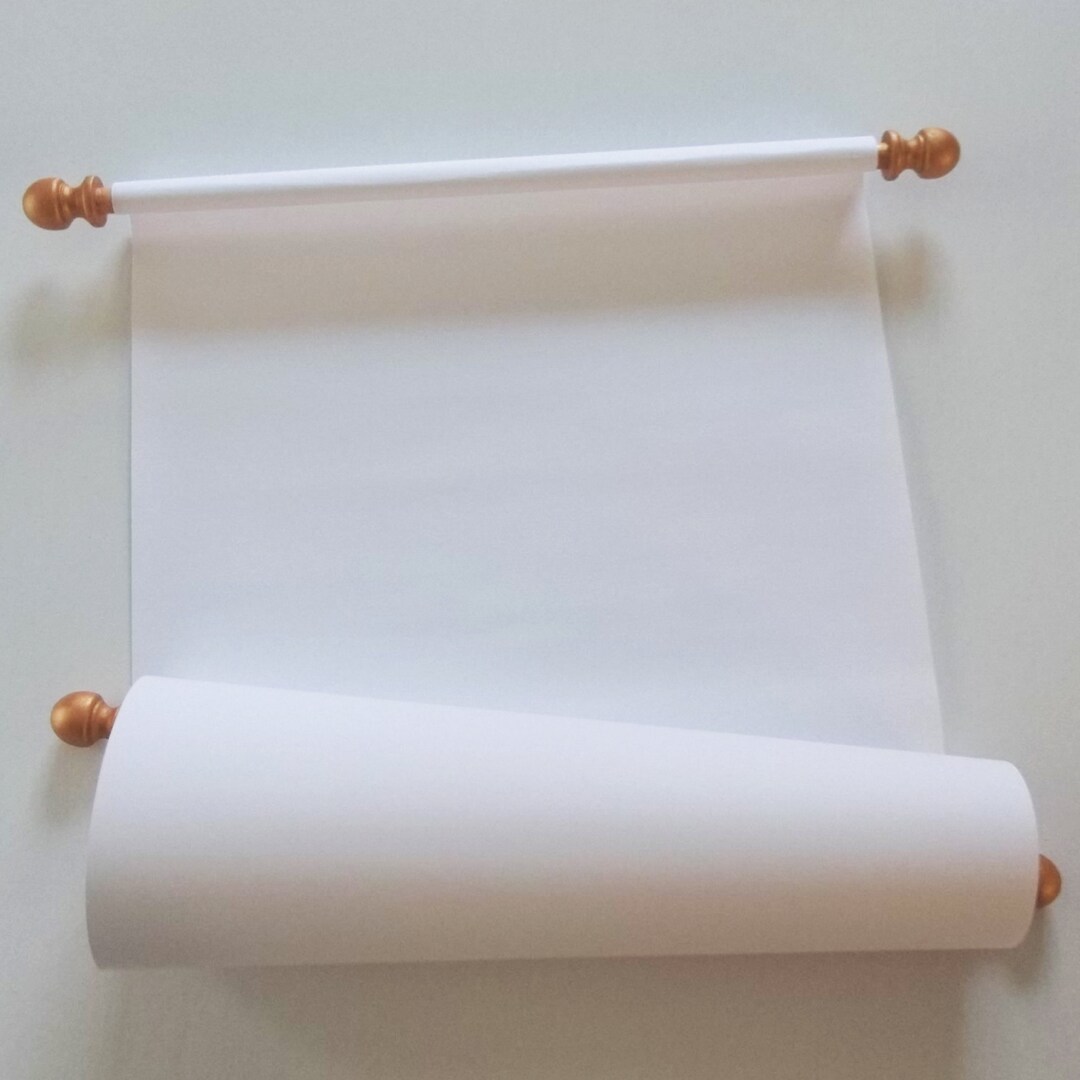 White Paper Scroll With Gold Finials, 11x19 Paper, Linen Textured - Etsy