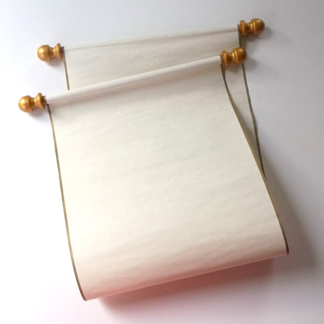 Blank Tan Parchment Scroll With Gold Accents for Handwritten Message or ...