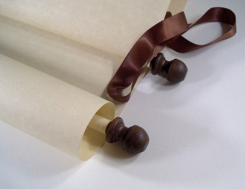 Blank Parchment Scroll With Stained Wood Finials, 11x19" Paper - Etsy