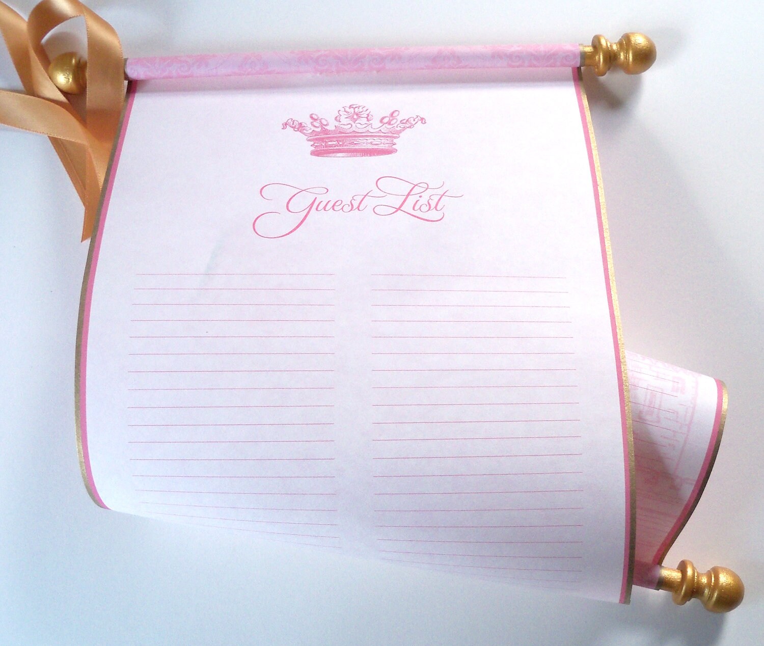 Guest List Scroll With Crown Royal Party Sign Scroll Pink - Etsy UK