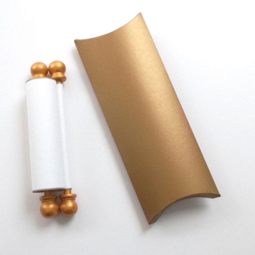Set of two blank mini scrolls for hand writing, 3.5x8" white paper ...