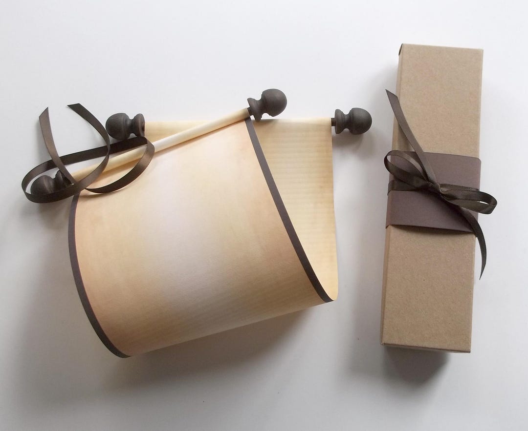 Rustic Blank Scroll With Brown Accents, 5" Wide Paper, Optional Gift ...