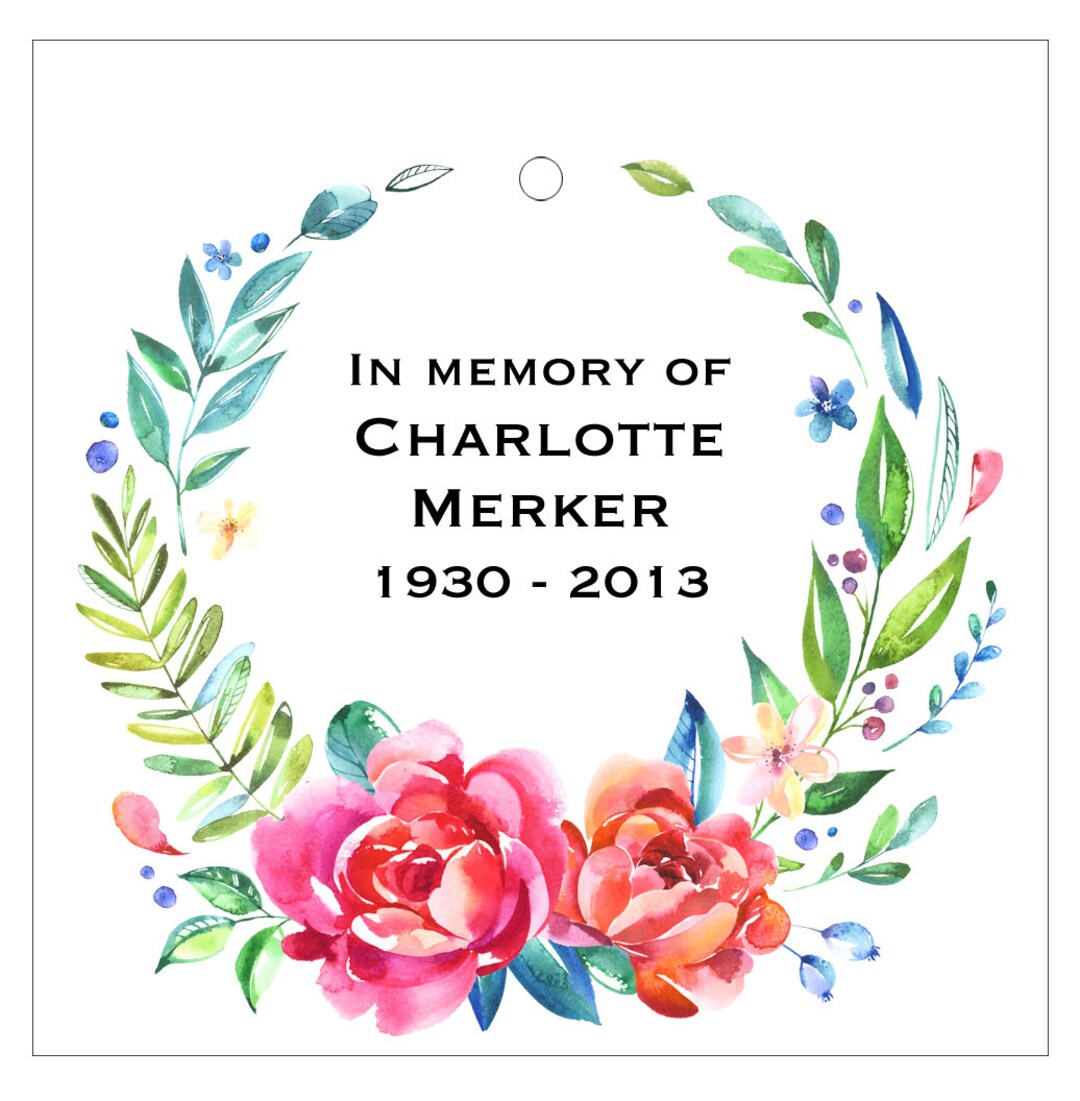 Memorial Keepsake Tags in Memory of Funeral Tags Flower - Etsy