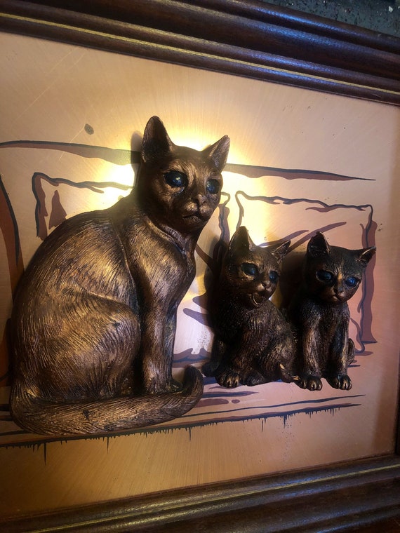 3D Copper Art. Cat Art Vintage Copper Cat Art | Etsy