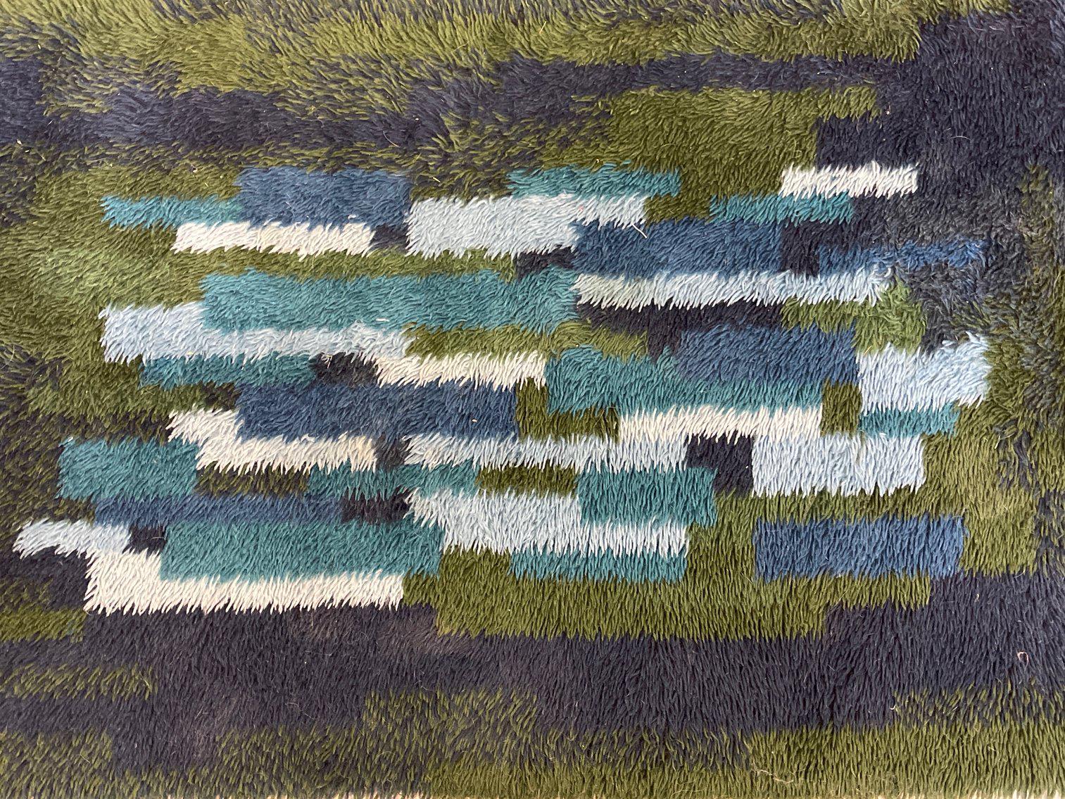 Vintage 1970s Rya Style Shag Rug, Green and Shades of Blue - Etsy