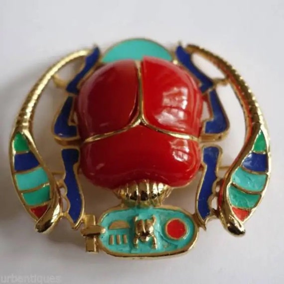 1960s Vintage Large Scarab Brooch, Hattie Carnegie - Gem