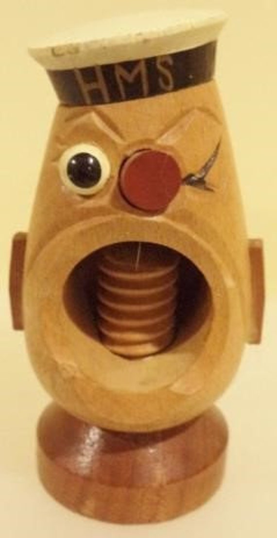 Vintage Hand Painted Carved Wood Winking Sailor Nutcracker | Etsy