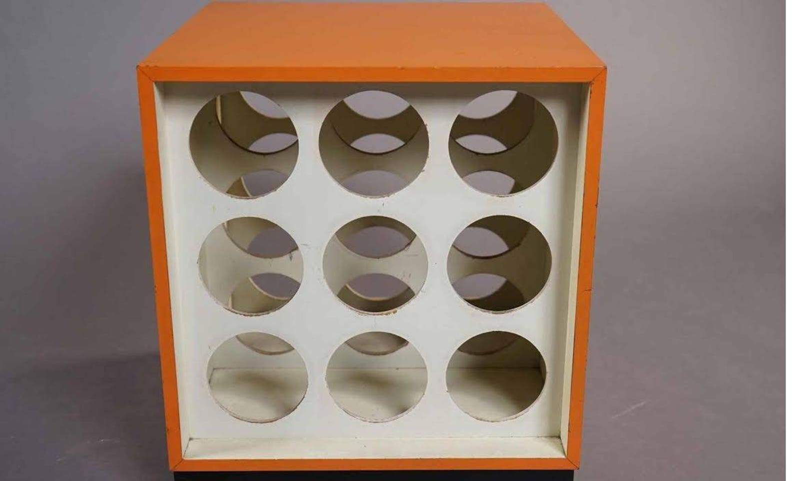 Mid Century Modern Orange and White Wood Wine Rack Side Table - Etsy