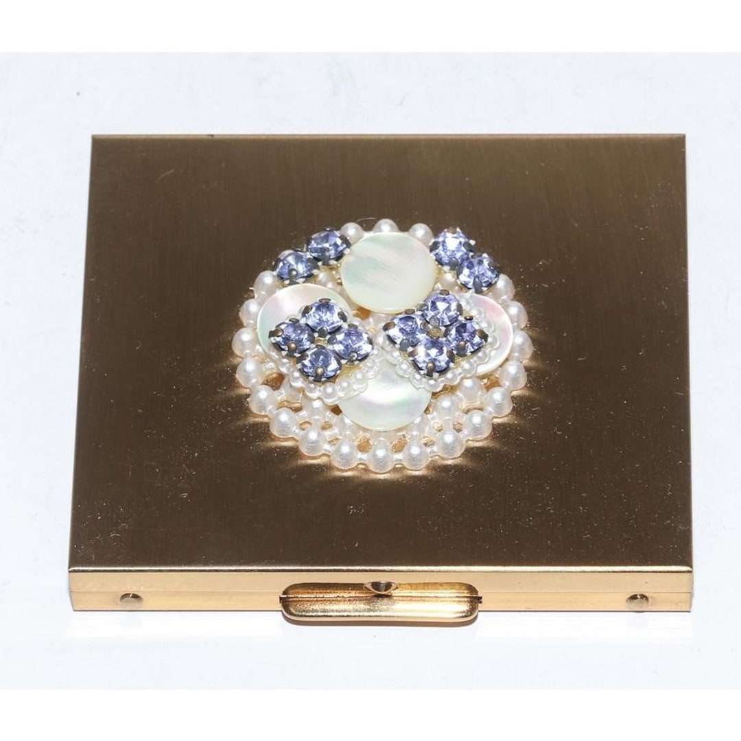Vintage Bejeweled Compact, Rosalite, Trickettes, Wiesner of Miami, Ca ...