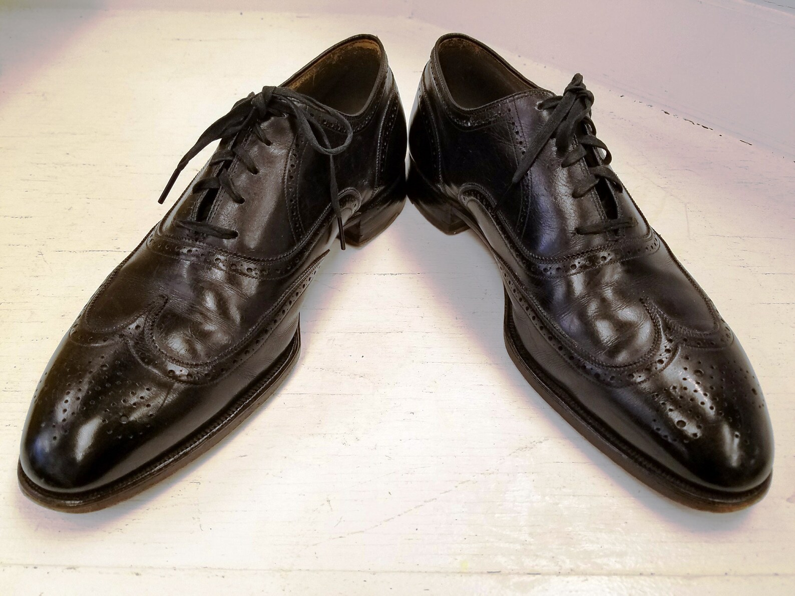 Vintage Pair of Black Leather Wing Tip Oxford Men's Shoes - Etsy