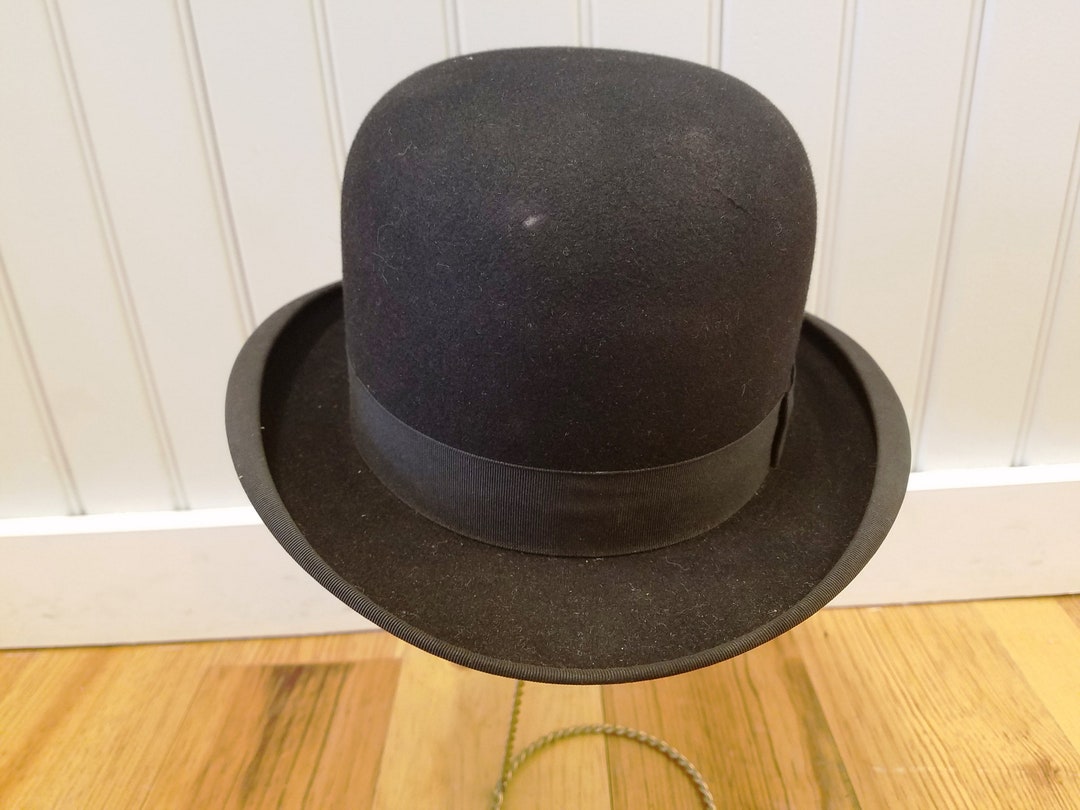 Antique Black Bowler Hat, New Old Stock, George W. Hess & Sons, Ca ...