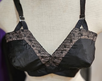 1950s Vintage Black Satin Bullet Bra Larger Size - Etsy