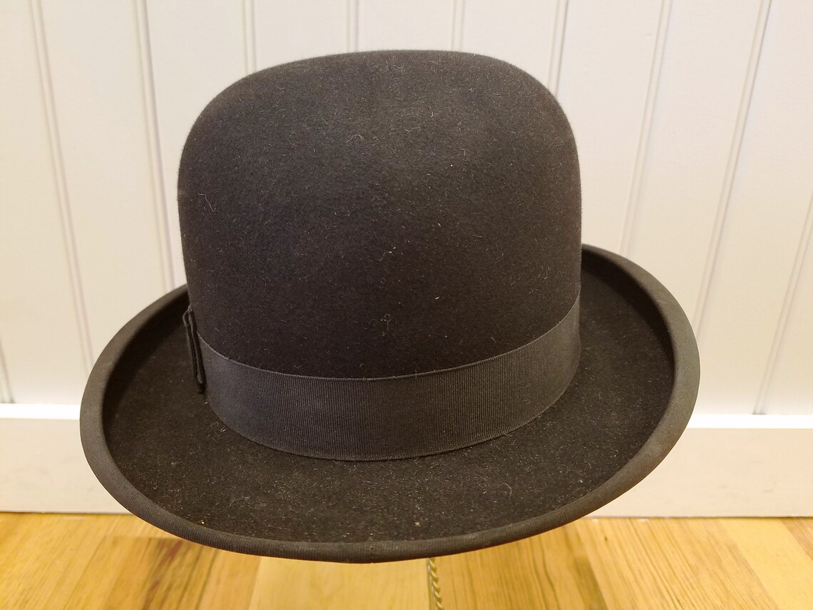 Antique Black Bowler Hat New Old Stock George W. Hess & - Etsy