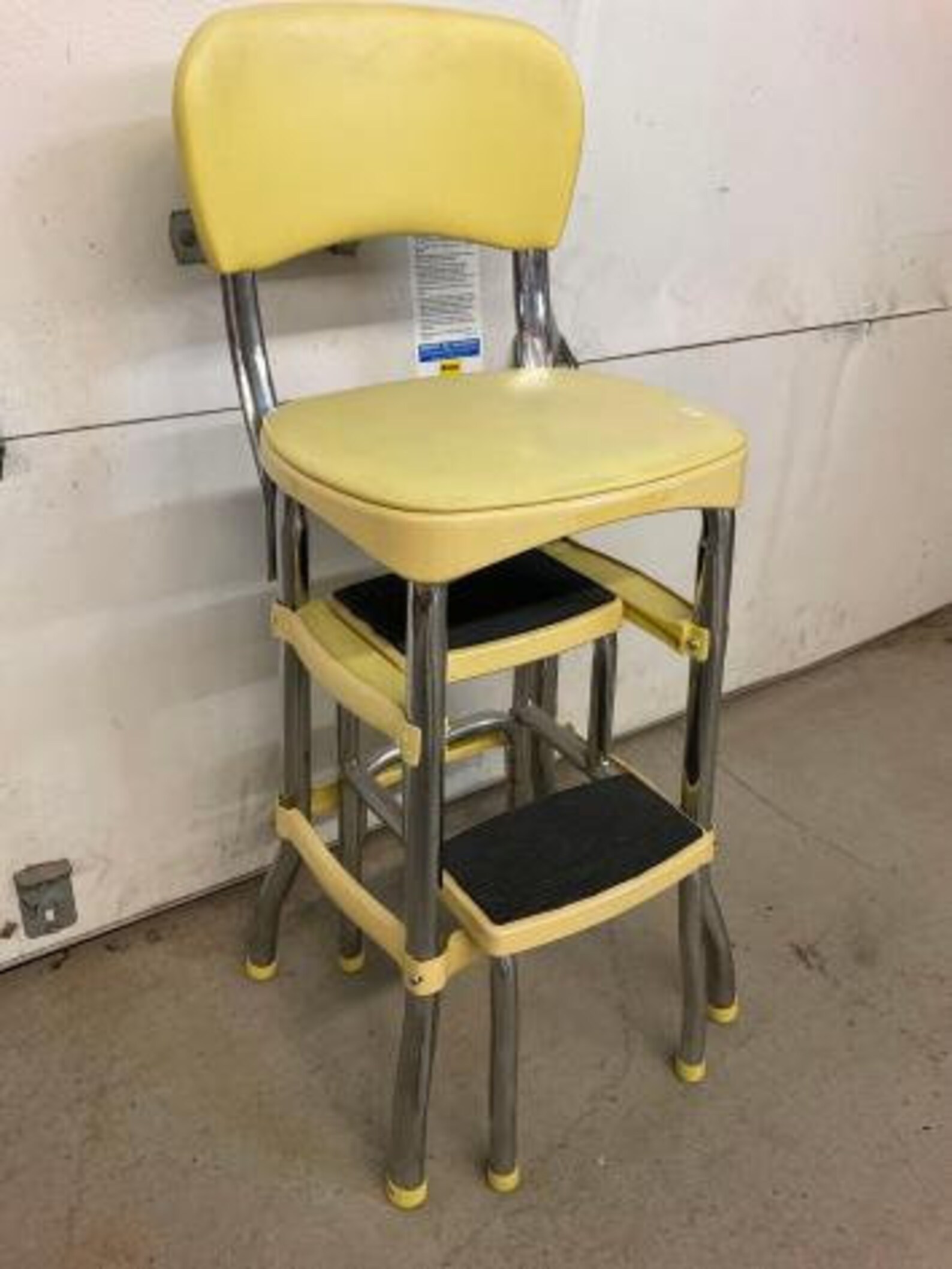 1960s Vintage Yellow Step Stool With Padded Seat, Cosco Stylaire - Etsy