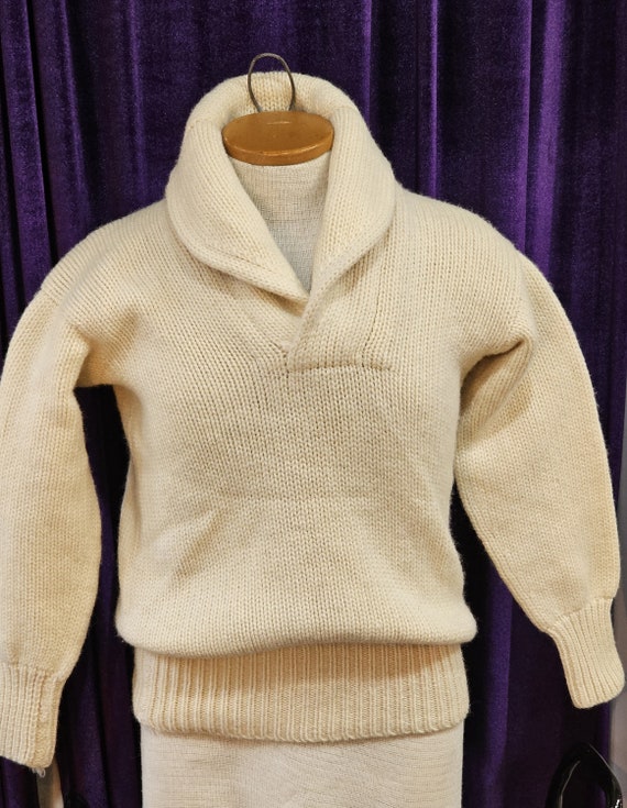 1920s Vintage Winter White Wool Sweater, Alps Mfg Co. - Gem
