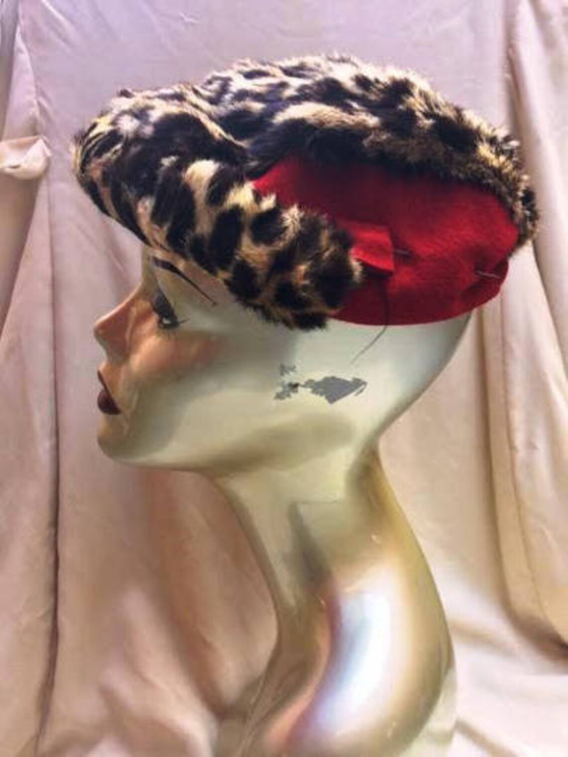 Vintage Red Wool and Spotted Fur Hat, Ca 1940s - Etsy